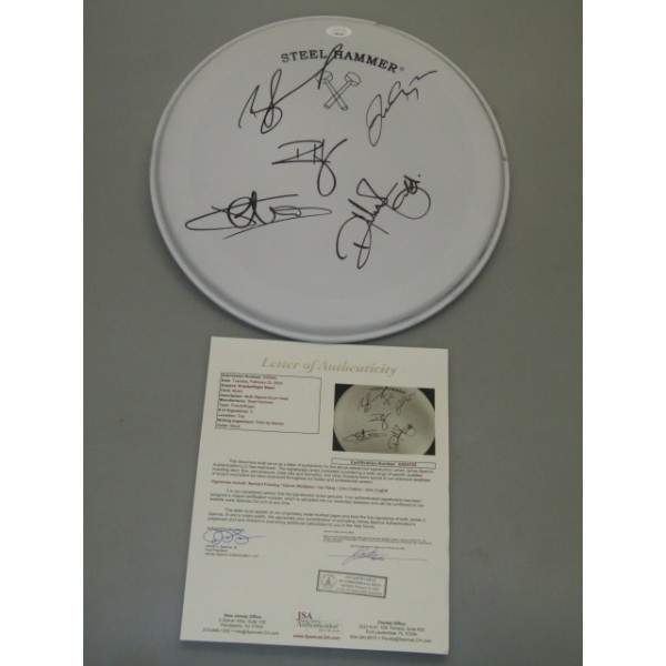 PowderFinger 2010 Hand Signed Band Drumskin + JSA COA - Around The ...